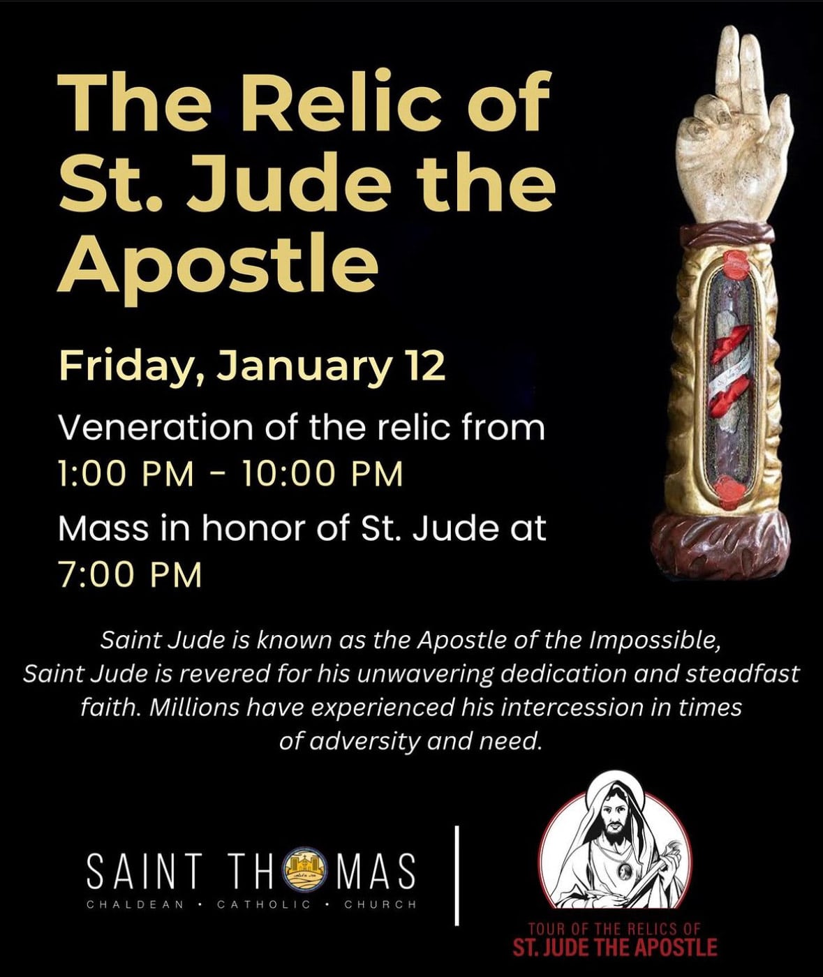 Veneration and Mass of The Relic of St. Jude - Chaldean Diocese of St. Thomas the Apostle U.S.A