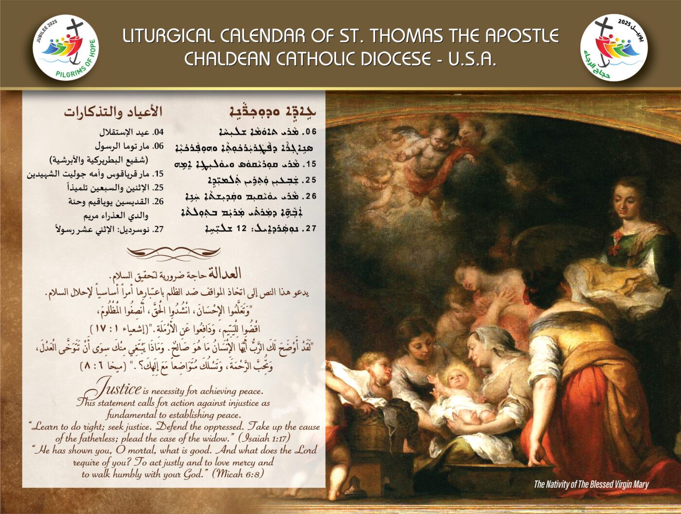 Liturgical Calendar - Chaldean Diocese of St. Thomas the Apostle U.S.A
