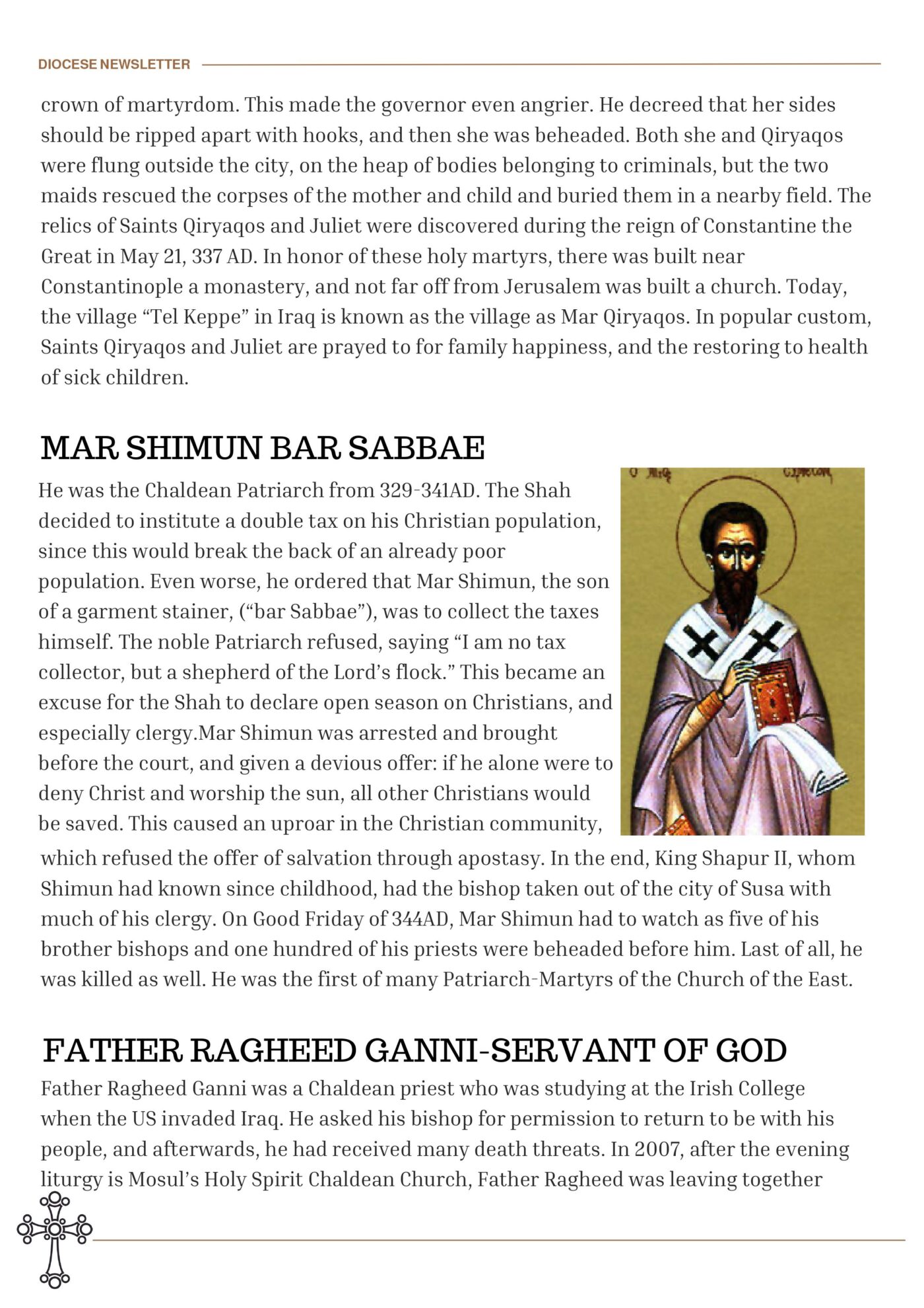 Remembering Chaldean Saints - Chaldean Diocese of St. Thomas the ...