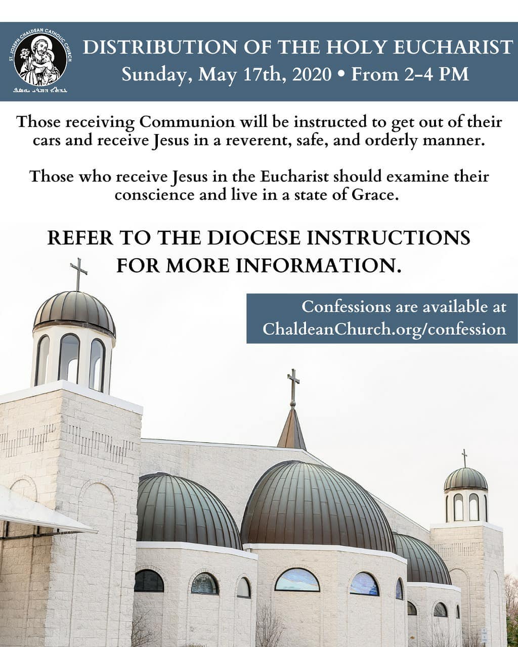 Holy Communion Parking Lot Distribution Schedule - Chaldean Diocese of ...